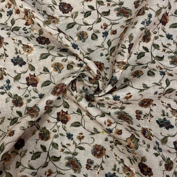 Printed Linen Brown Floral – Salonee Silks N Cotton